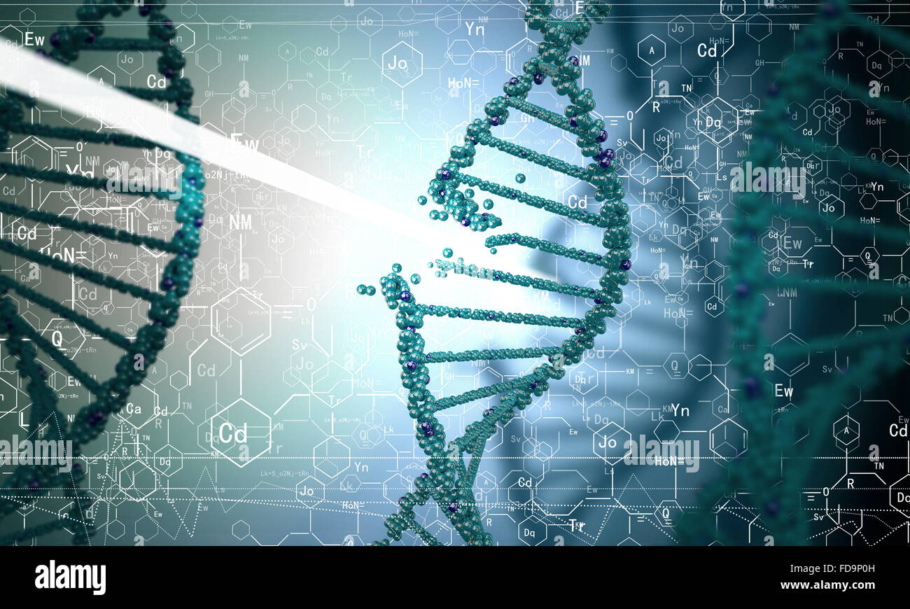 Biochemistry concept with digital blue DNA molecule Stock Photo - Alamy