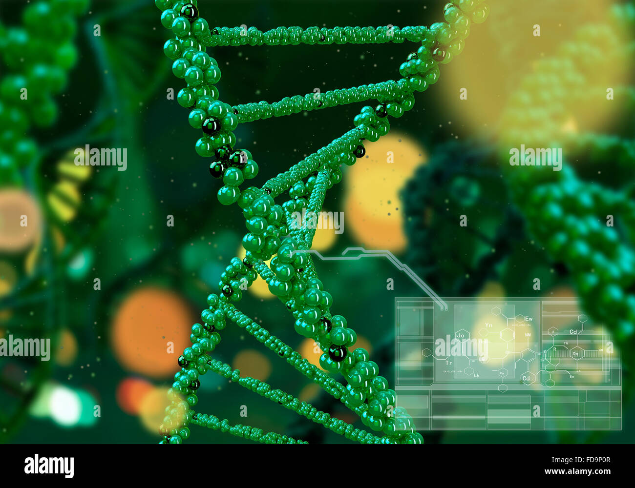 Biochemistry concept with digital green DNA molecule Stock Photo - Alamy