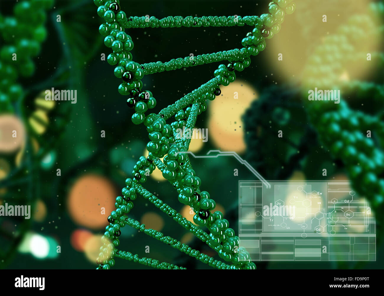 Biochemistry concept with digital green DNA molecule Stock Photo - Alamy