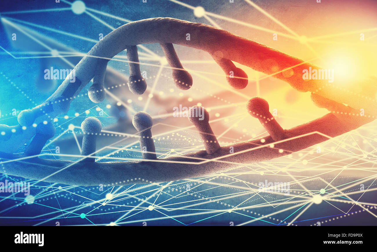 Biochemistry concept with digital blue DNA molecule Stock Photo - Alamy