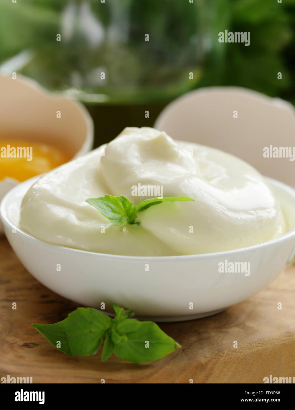 natural egg mayonnaise sauce in a white bowl Stock Photo - Alamy