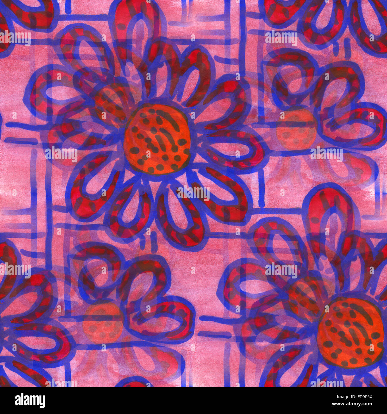 watercolor flower pattern seamless berry red blue floral background ...