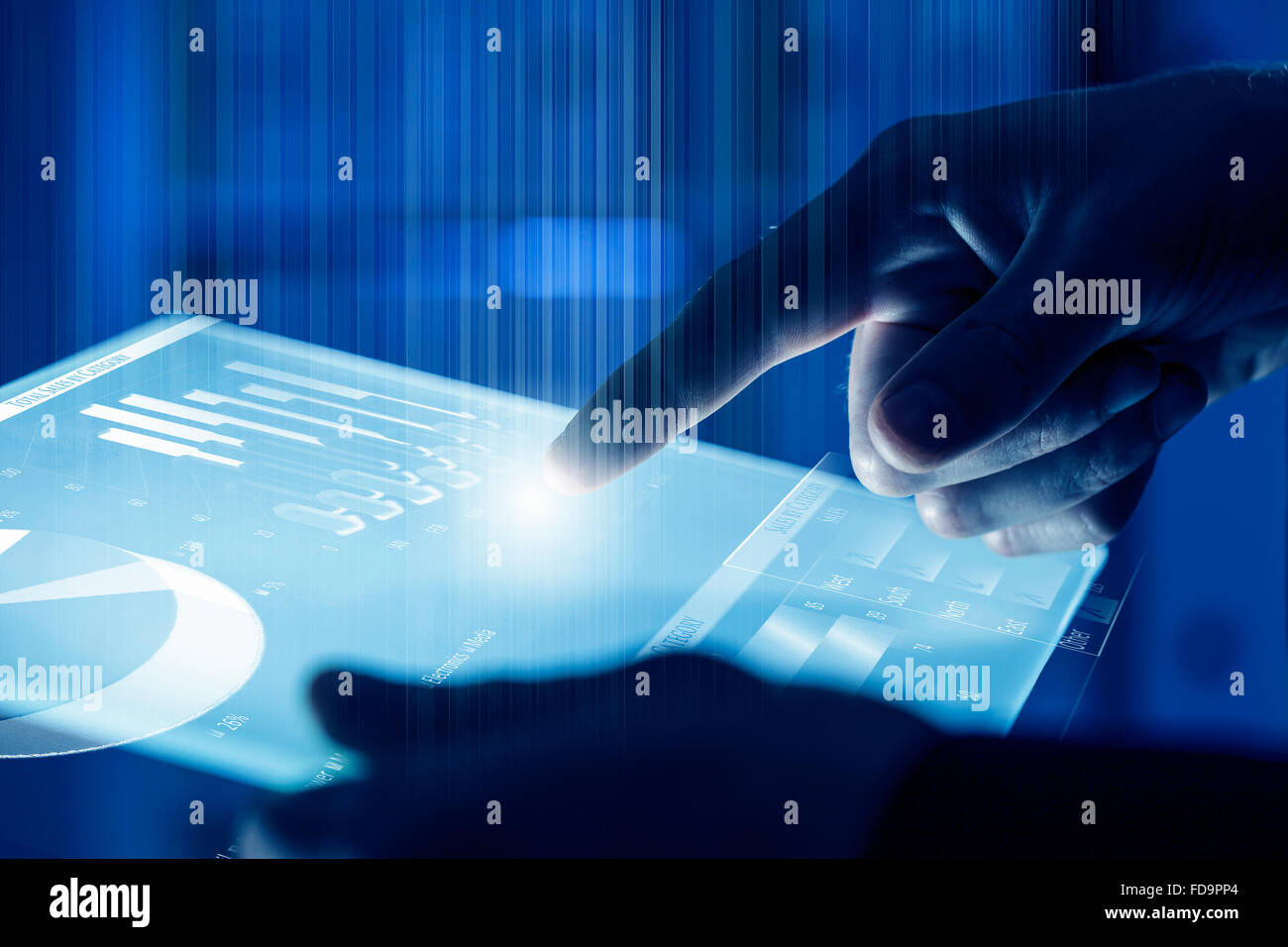 Close up of human hands using virtual panel Stock Photo - Alamy