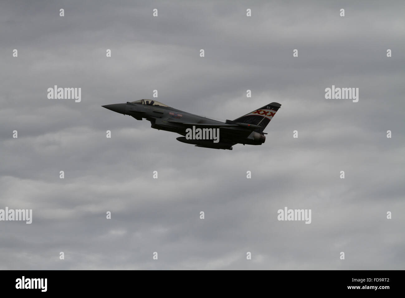 Eurofighter Typhoon Display Jet at RAF Cosford Airshow against cloud ...