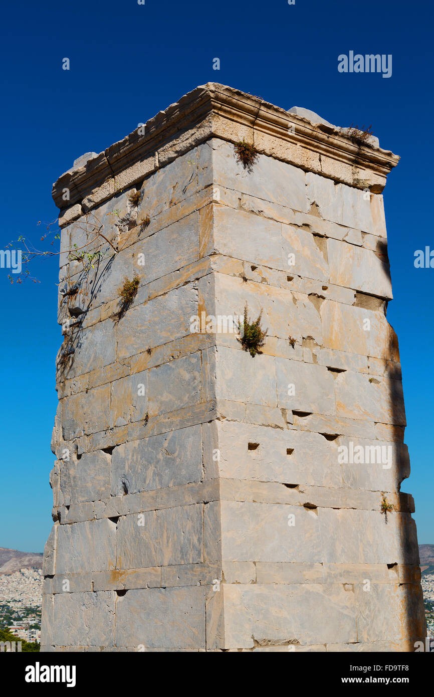 in europe athens acropolis and sky old towert and marble brick Stock ...