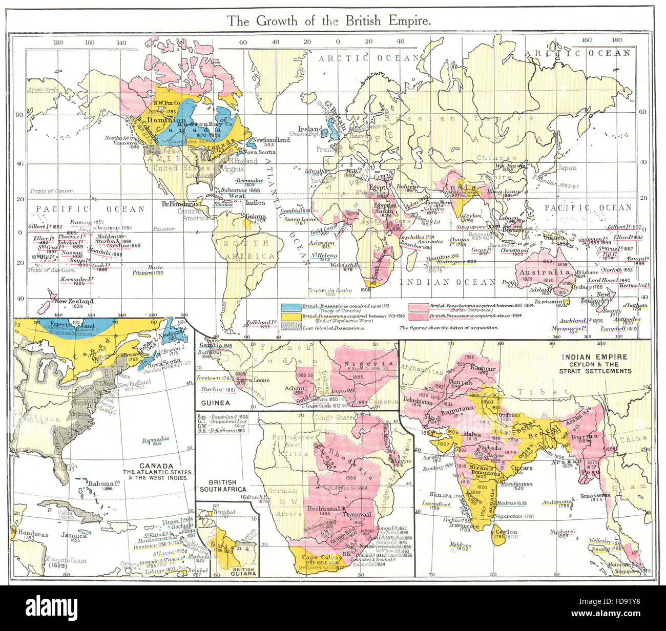 BRITISH EMPIRE: Canada, West Indies; Guinea; South Africa; India, 1907 ...