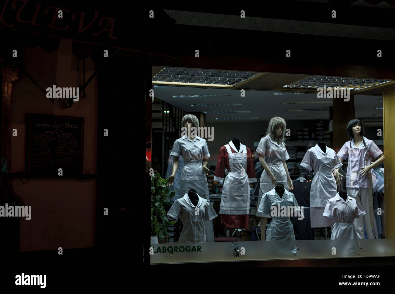 AView of a working models in a windowshop of a central street of Madrid ...