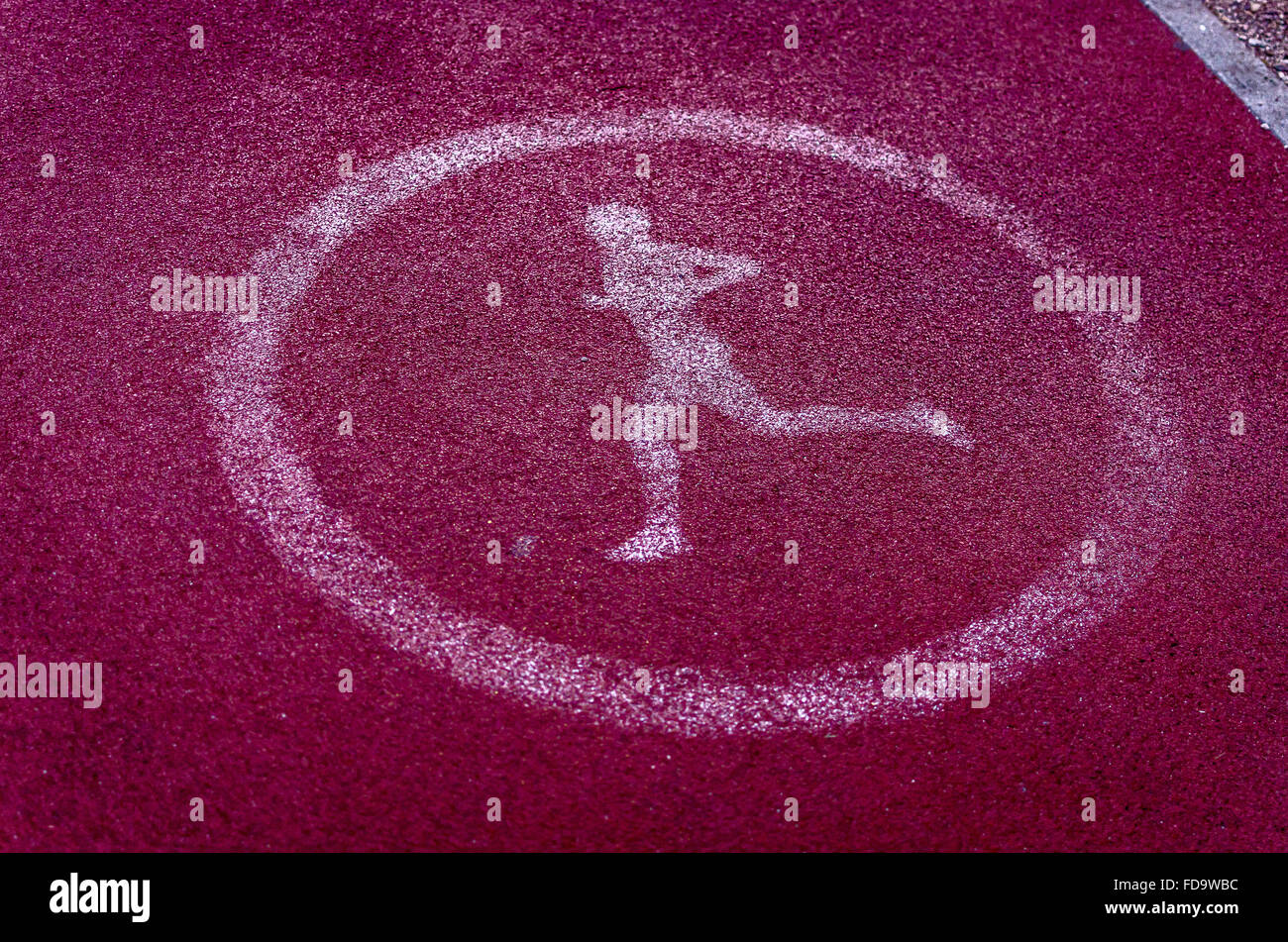 A runner sign in a track of a park in Madrid city, Spain Stock Photo ...