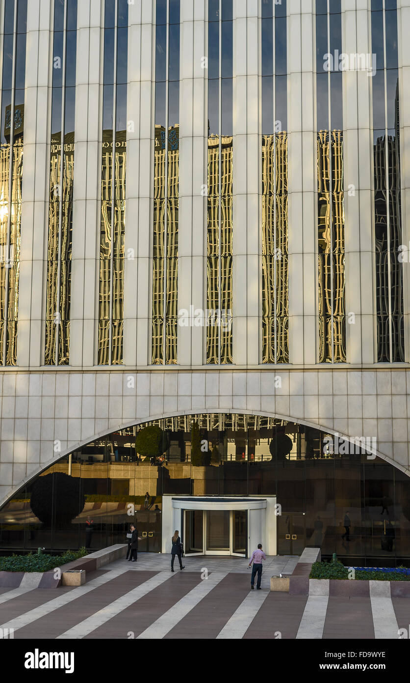 A curve entrance in a tower building in Madrid city, Spain Stock Photo ...