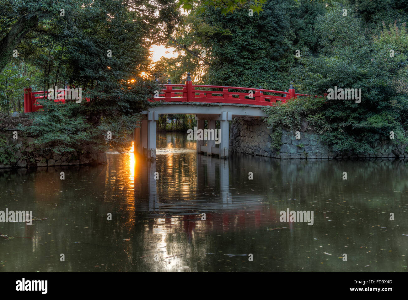 Japanese Bridge In Garden Stock Photo - Alamy