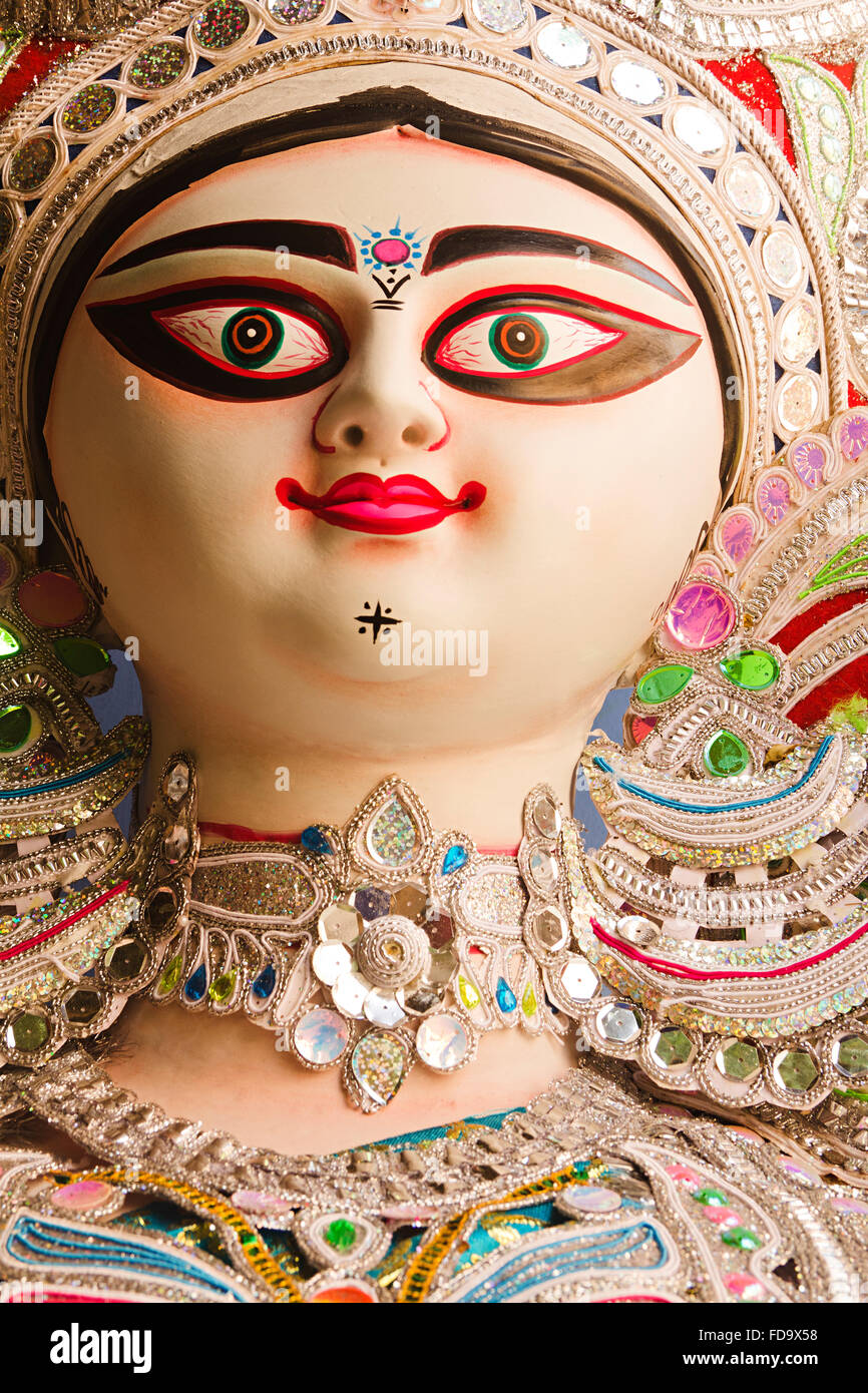 Durga Puja God Statues face Nobody Stock Photo - Alamy