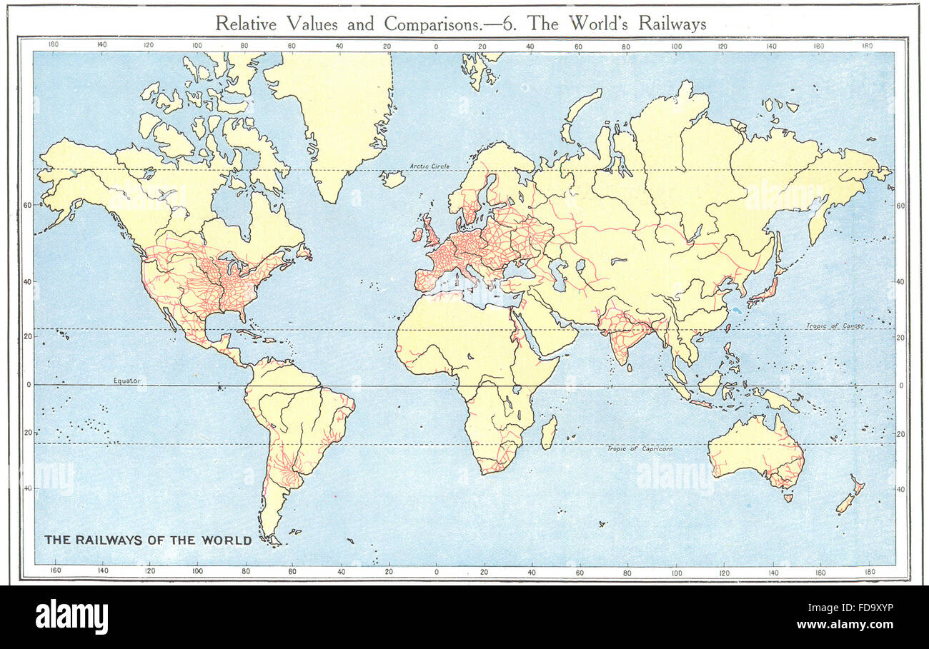 WORLD RAILWAYS MAP:Railway mileage compared. Cape to cairo railway, 1907 Stock Photo - Alamy