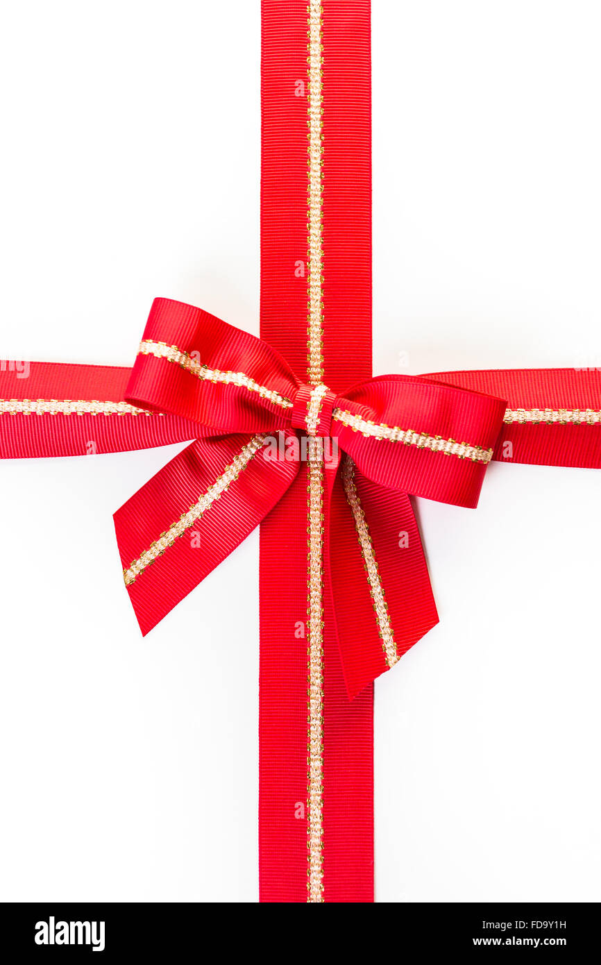 Classic bow made of wide red ribbon Stock Photo - Alamy