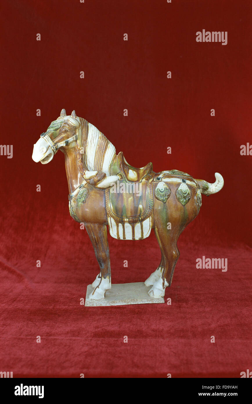 Tri-coloured Glazed Pottery of the Tang Dynasty Henan Province Stock ...