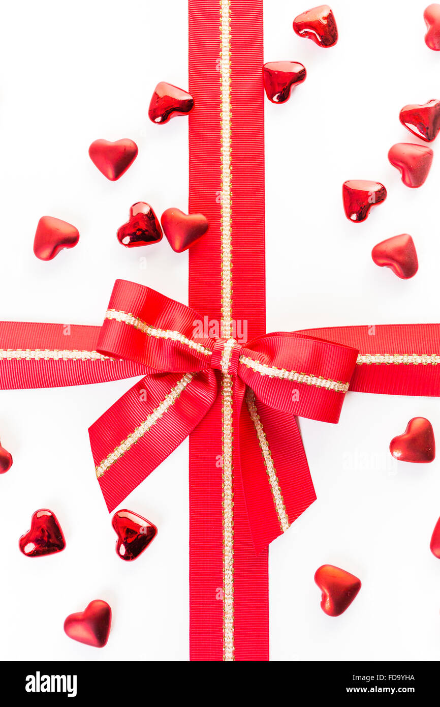 Classic bow made of wide red ribbon Stock Photo - Alamy