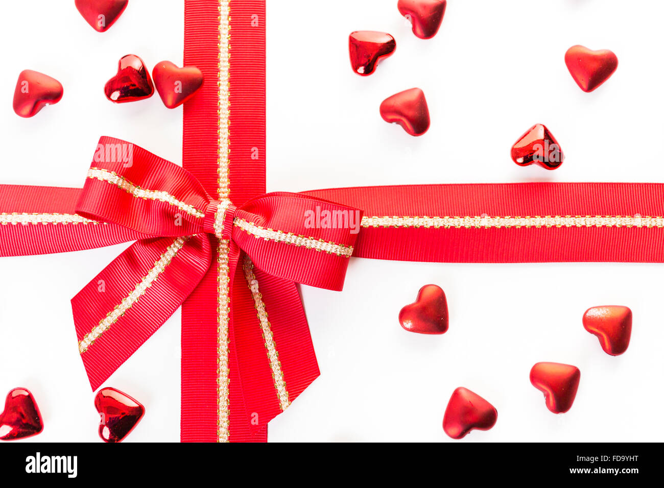 Classic bow made of wide red ribbon Stock Photo - Alamy