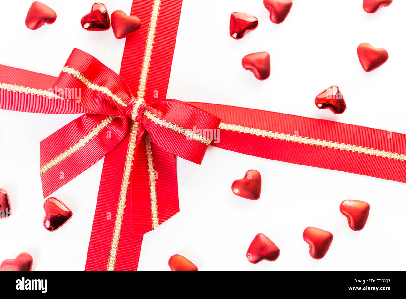 Classic bow made of wide red ribbon Stock Photo - Alamy