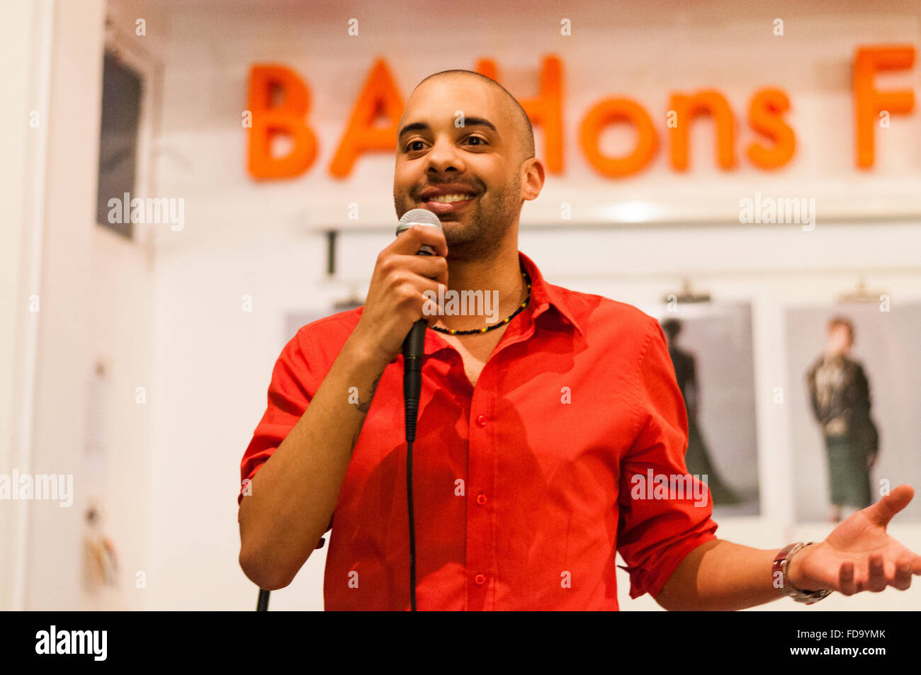 London comedian Sam Smedley performs a set in The Waiting Room ...