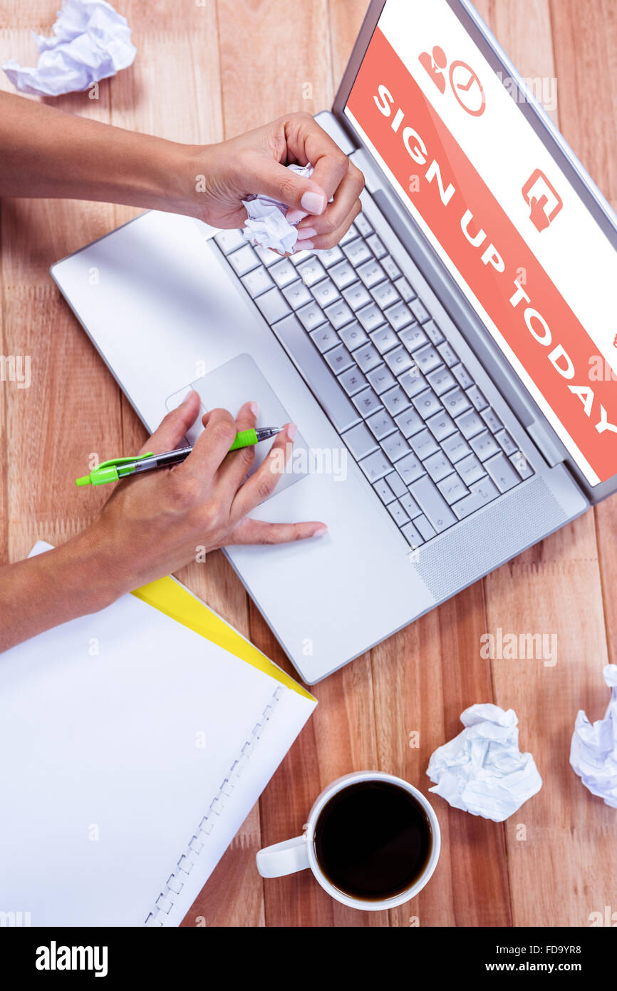 Composite image of pink sign up today Stock Photo - Alamy