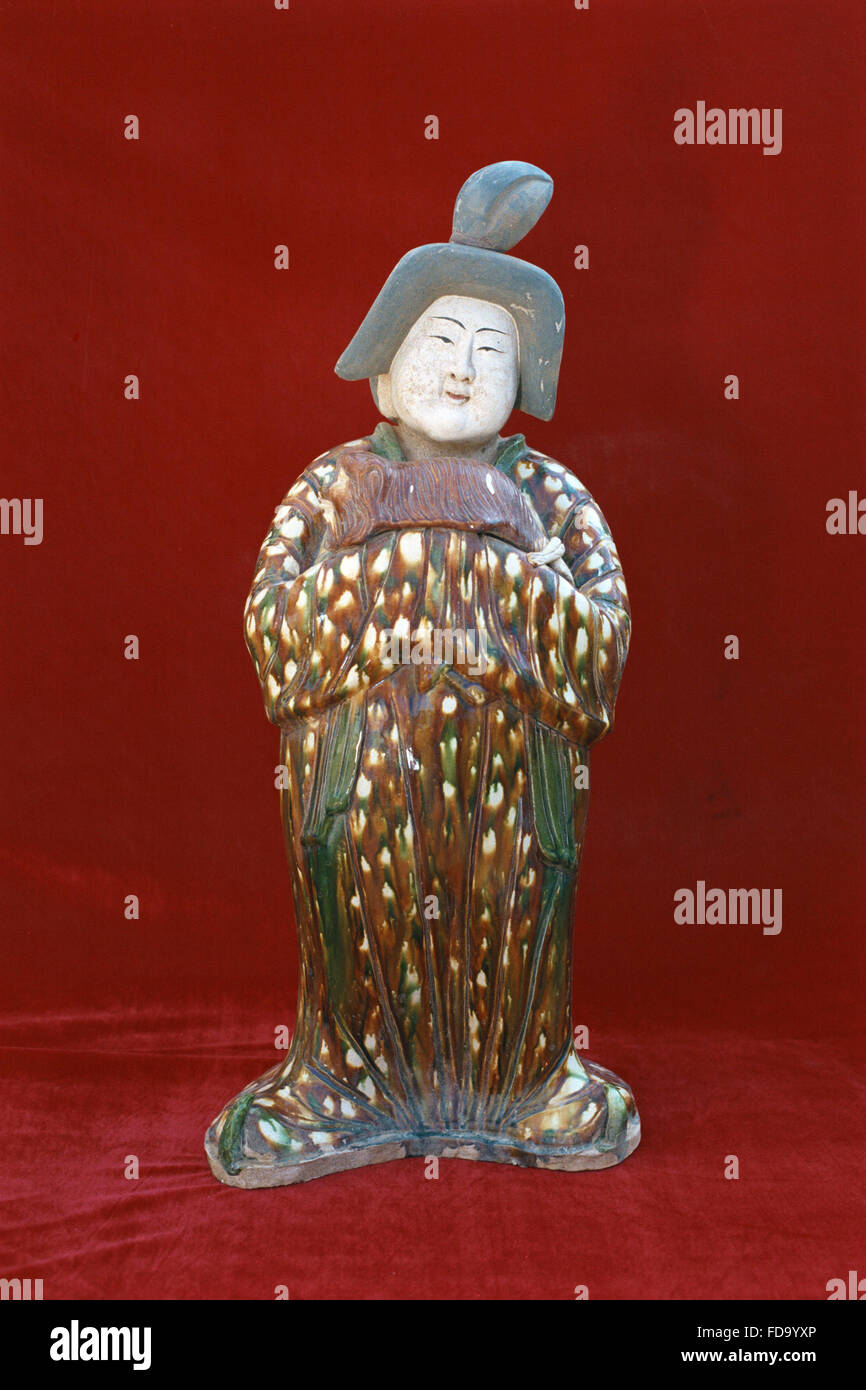 Tri coloured glazed pottery of the tang dynasty hi-res stock ...