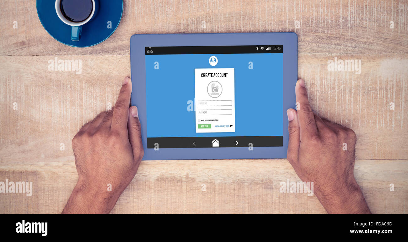 Composite image of computer register page Stock Photo - Alamy