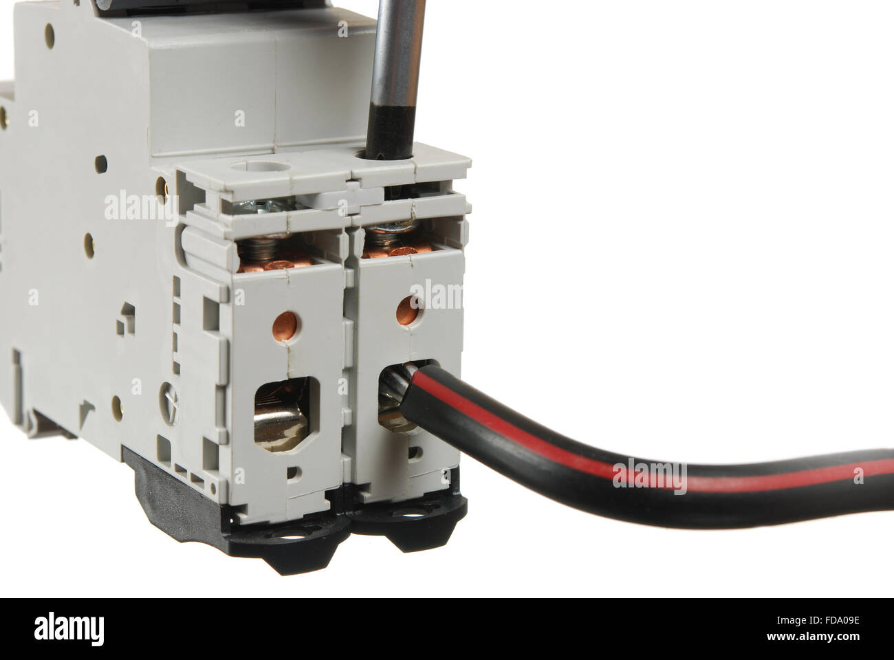 The electric switch with a wire on a white background Stock Photo - Alamy