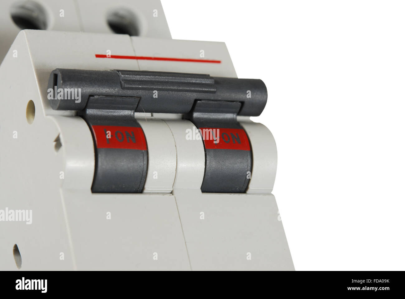 The electric switch in position «on» on a white background Stock Photo ...