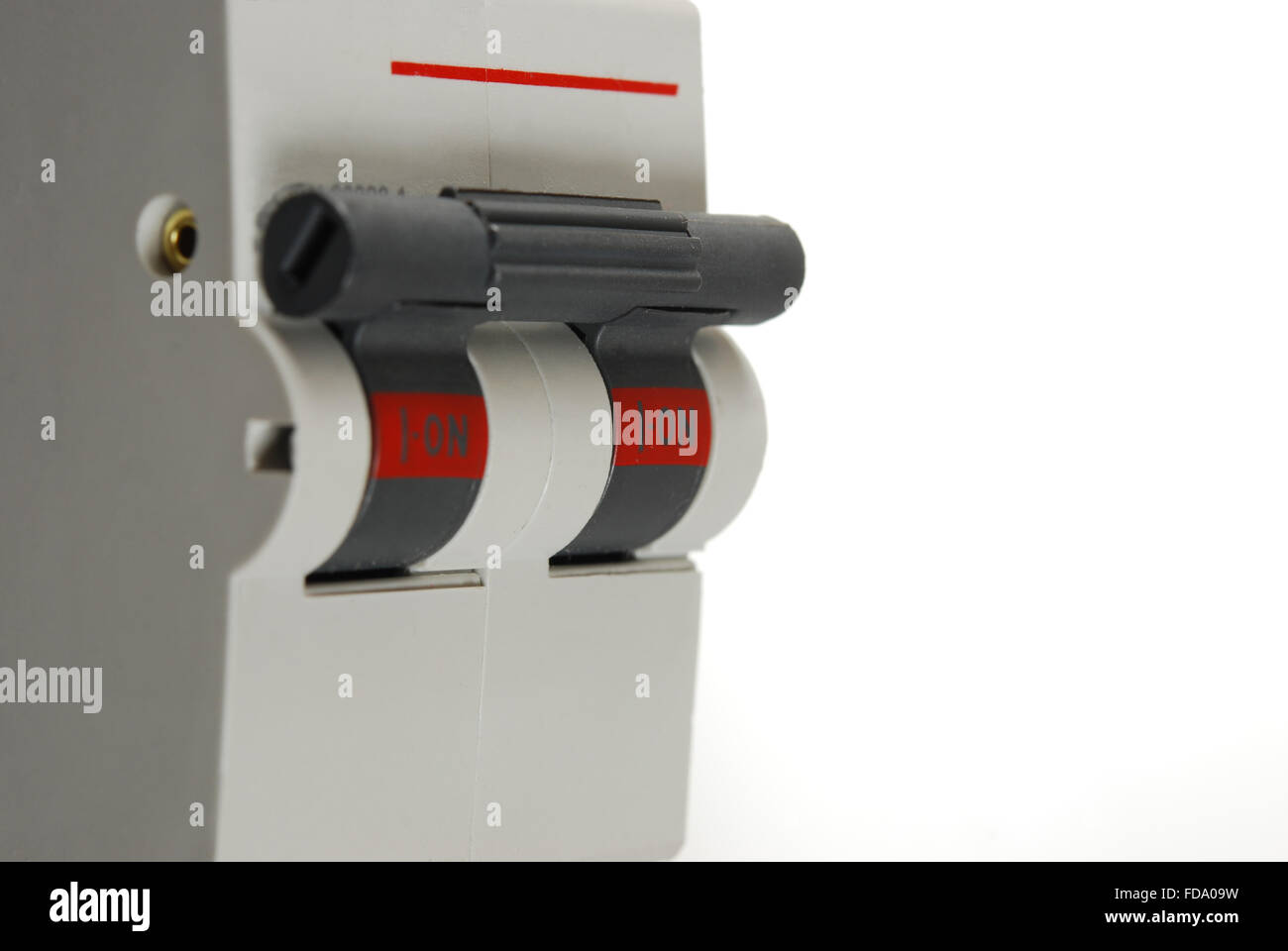 The electric switch in position «on» on a white background Stock Photo ...