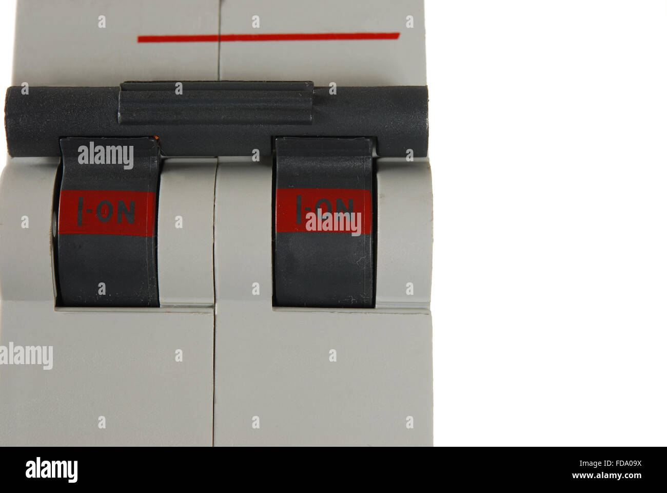 The electric switch in position «on» on a white background Stock Photo ...