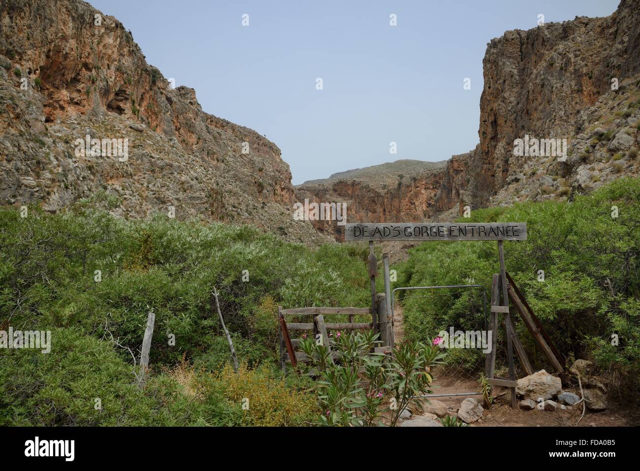 Entrance to Zakros gorge, also called the "Gorge of the Dead" due to ...