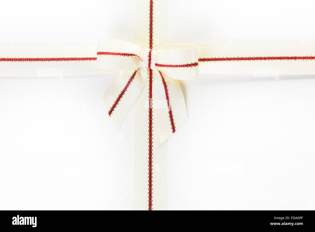 Classic bow made of wide white ribbon Stock Photo - Alamy