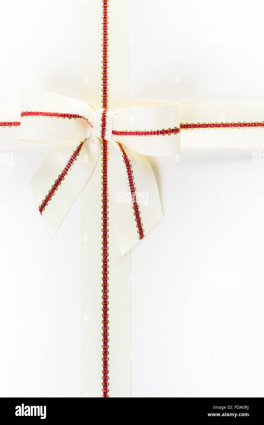 Classic bow made of wide white ribbon Stock Photo - Alamy