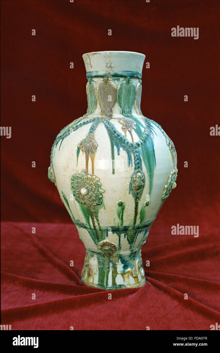 Tri-coloured Glazed Pottery of the Tang Dynasty Henan Province Stock ...
