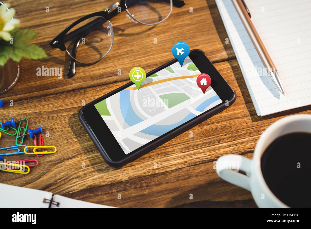 Composite image of map app Stock Photo - Alamy