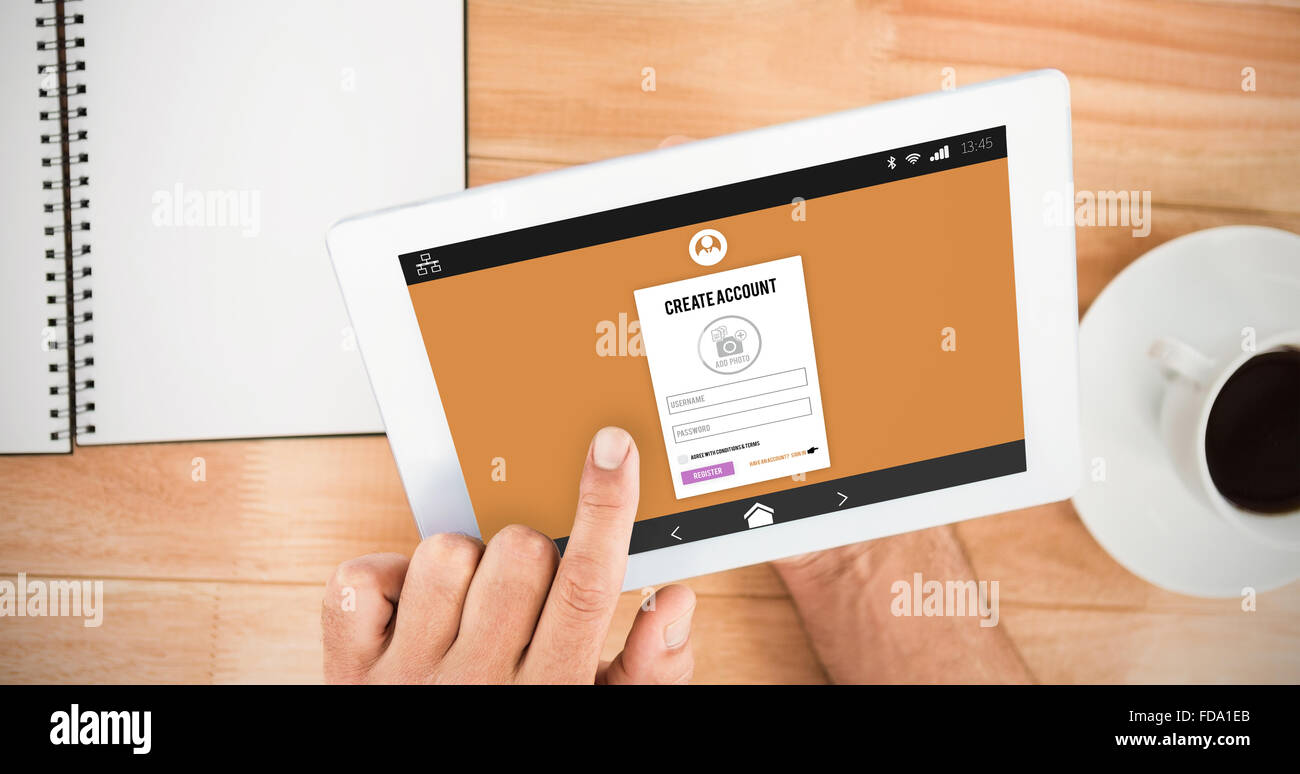 Composite image of computer register page Stock Photo - Alamy