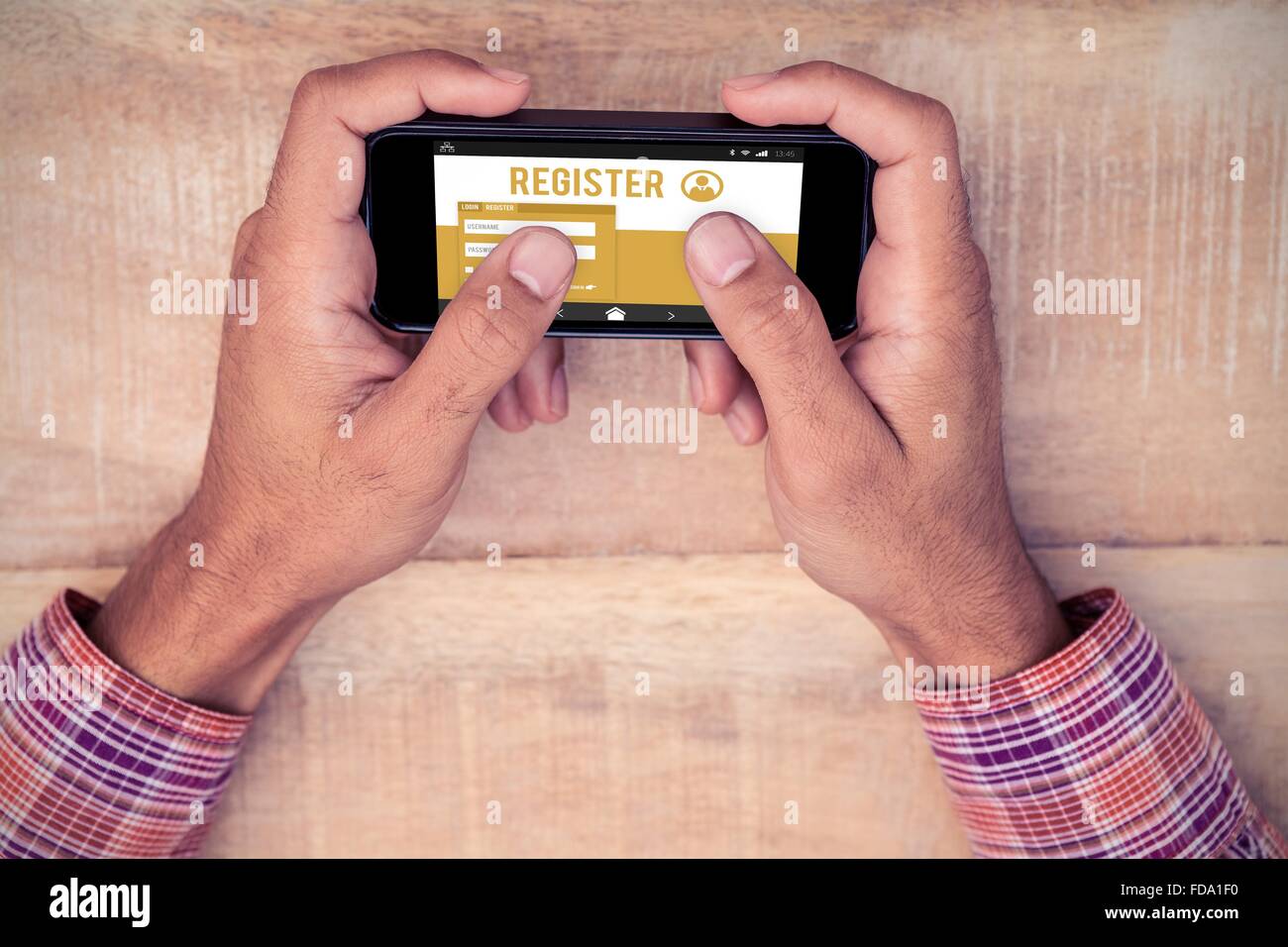 Composite image of computer register page Stock Photo - Alamy