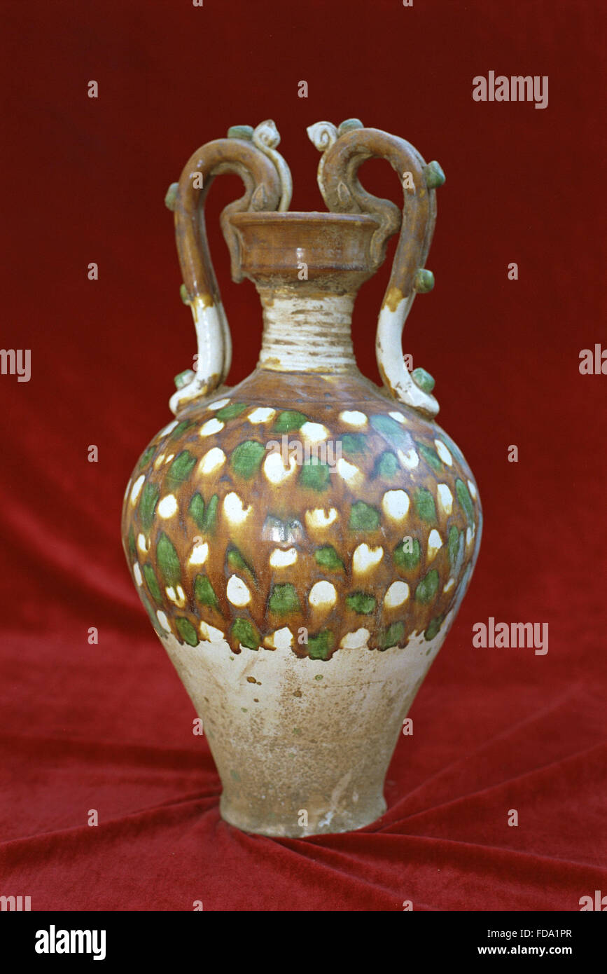 Tri-coloured Glazed Pottery of the Tang Dynasty Henan Province Stock ...