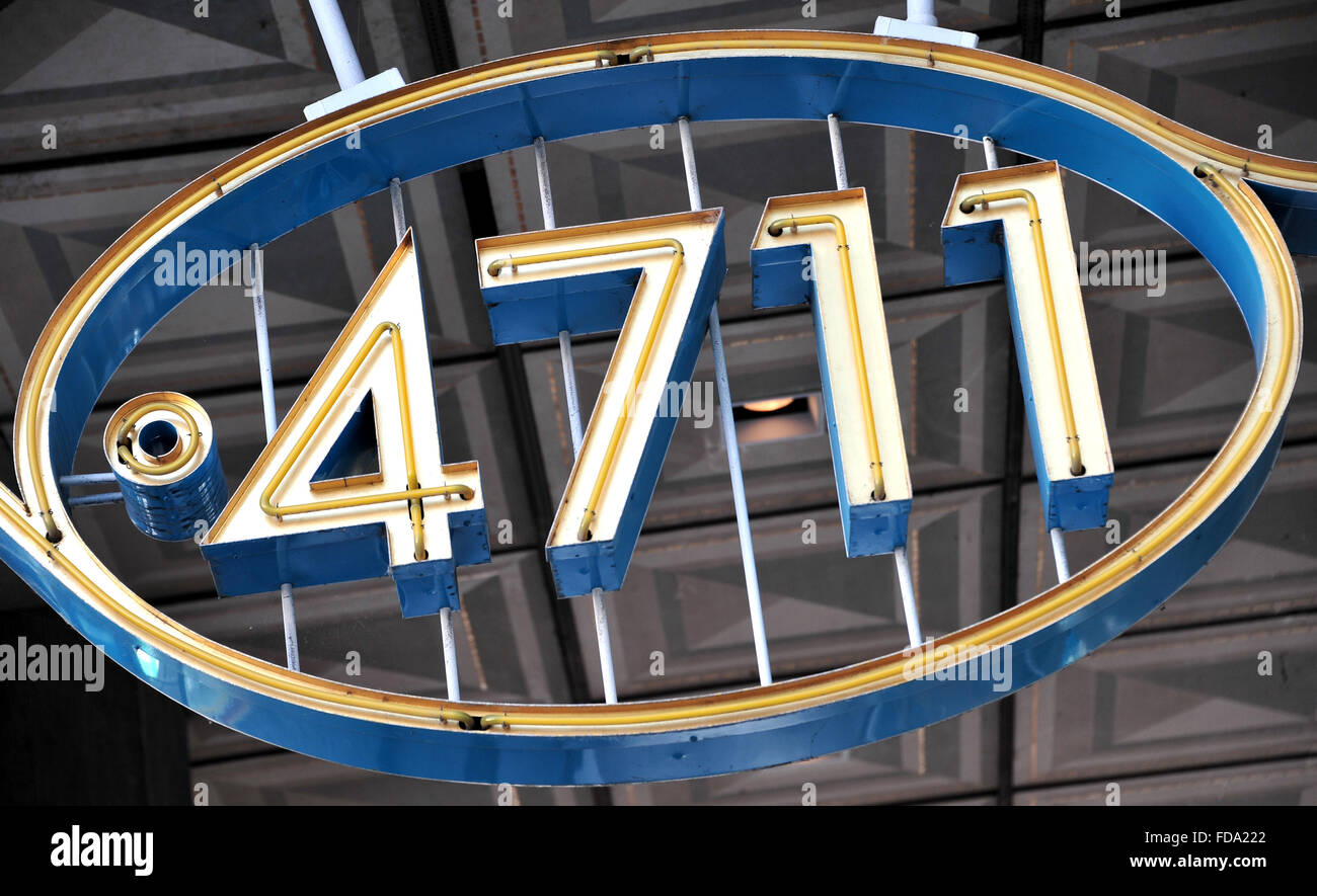 Koeln, Germany, illuminated advertising from cologne 4711 Stock Photo ...