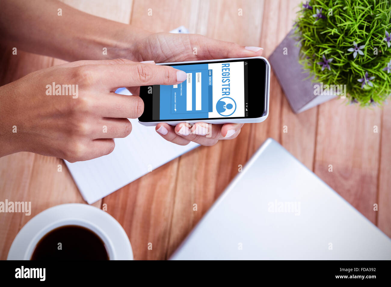 Composite image of telephone register application Stock Photo - Alamy