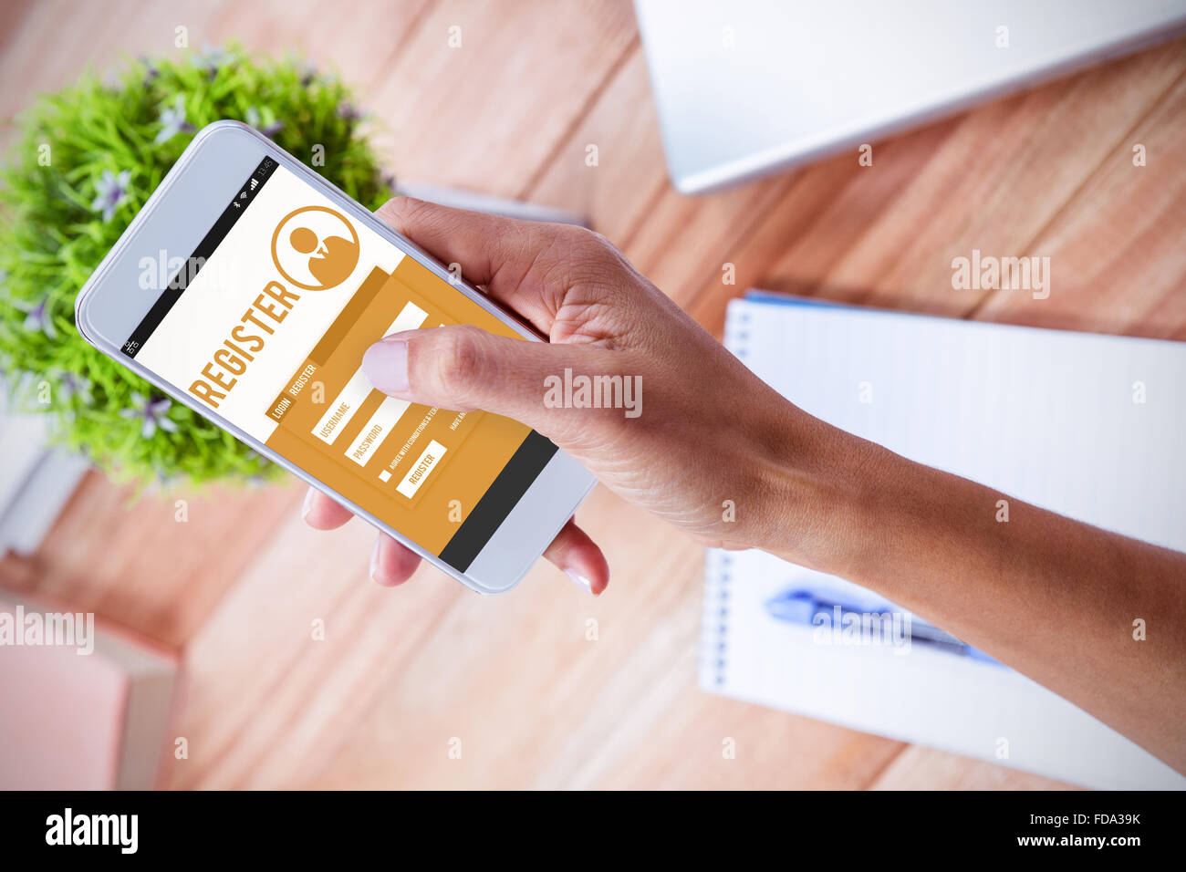 Composite image of telephone register application Stock Photo - Alamy