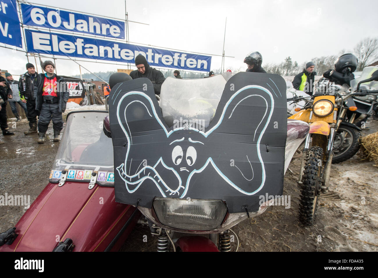 Thurmansbang, Germany. 29th Jan, 2016. A motorcycle decorated with the ...