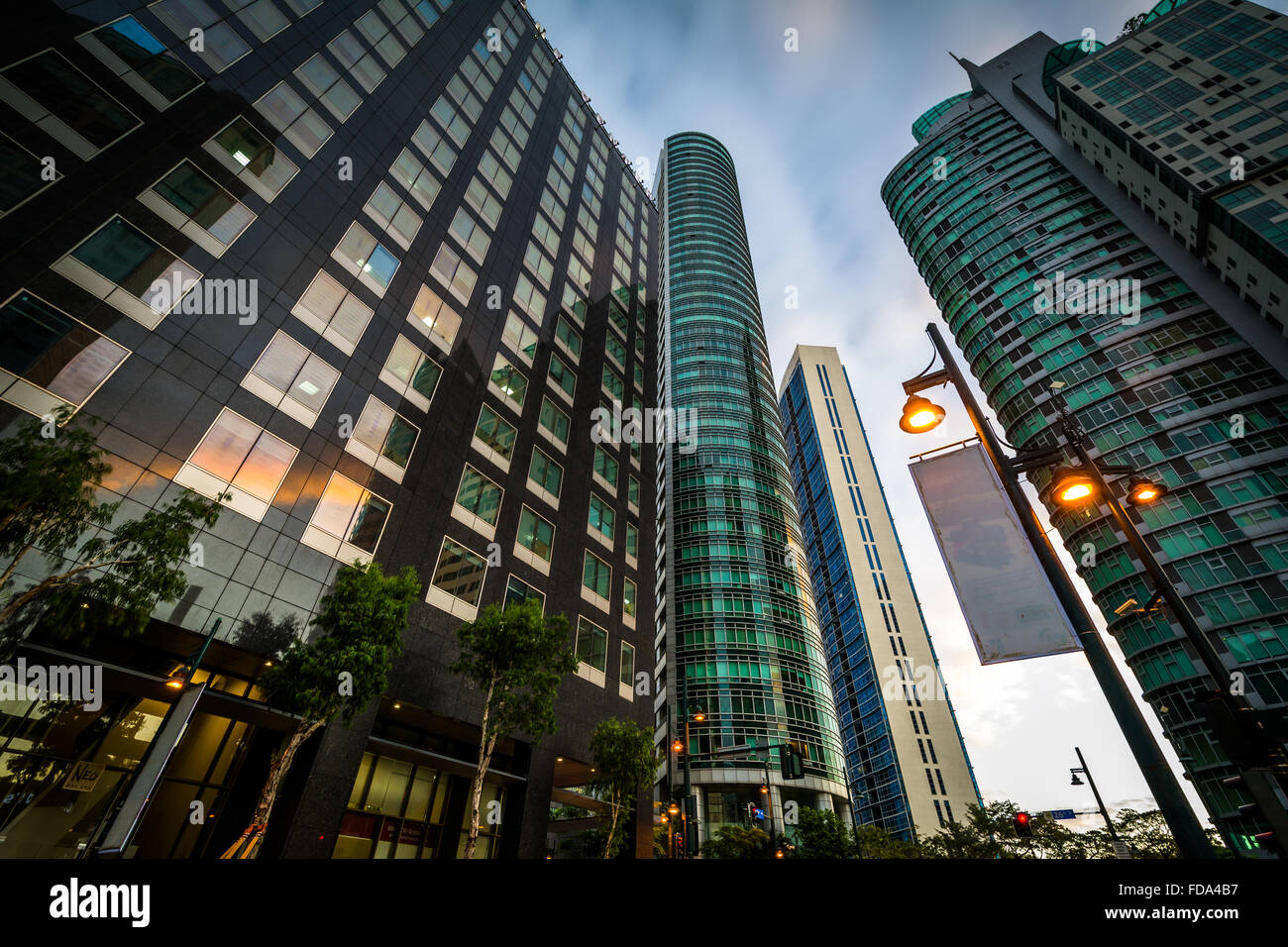 Modern skyscrapers at Bonifacio Global City at sunset, in Taguig, Metro ...