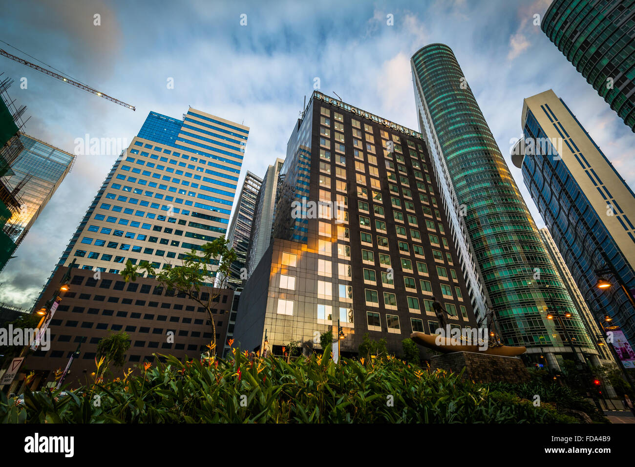 Modern skyscrapers at Bonifacio Global City at sunset, in Taguig, Metro ...