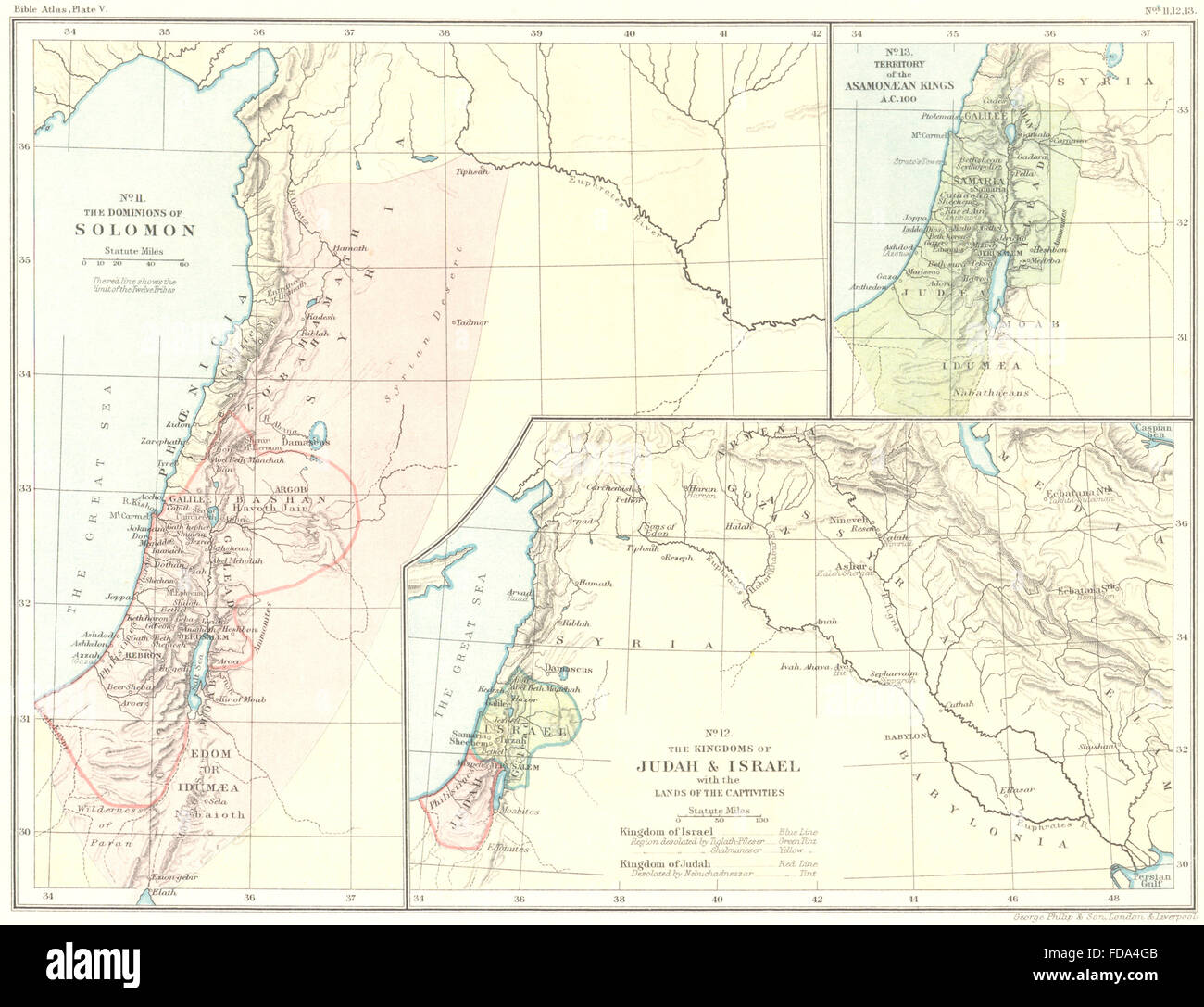 HOLY LAND: Dominions Solomon; kingdom Judah Israel; Asmonaean Kings ...