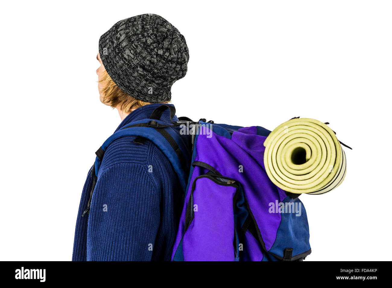 Side view of backpacker hipster Stock Photo - Alamy