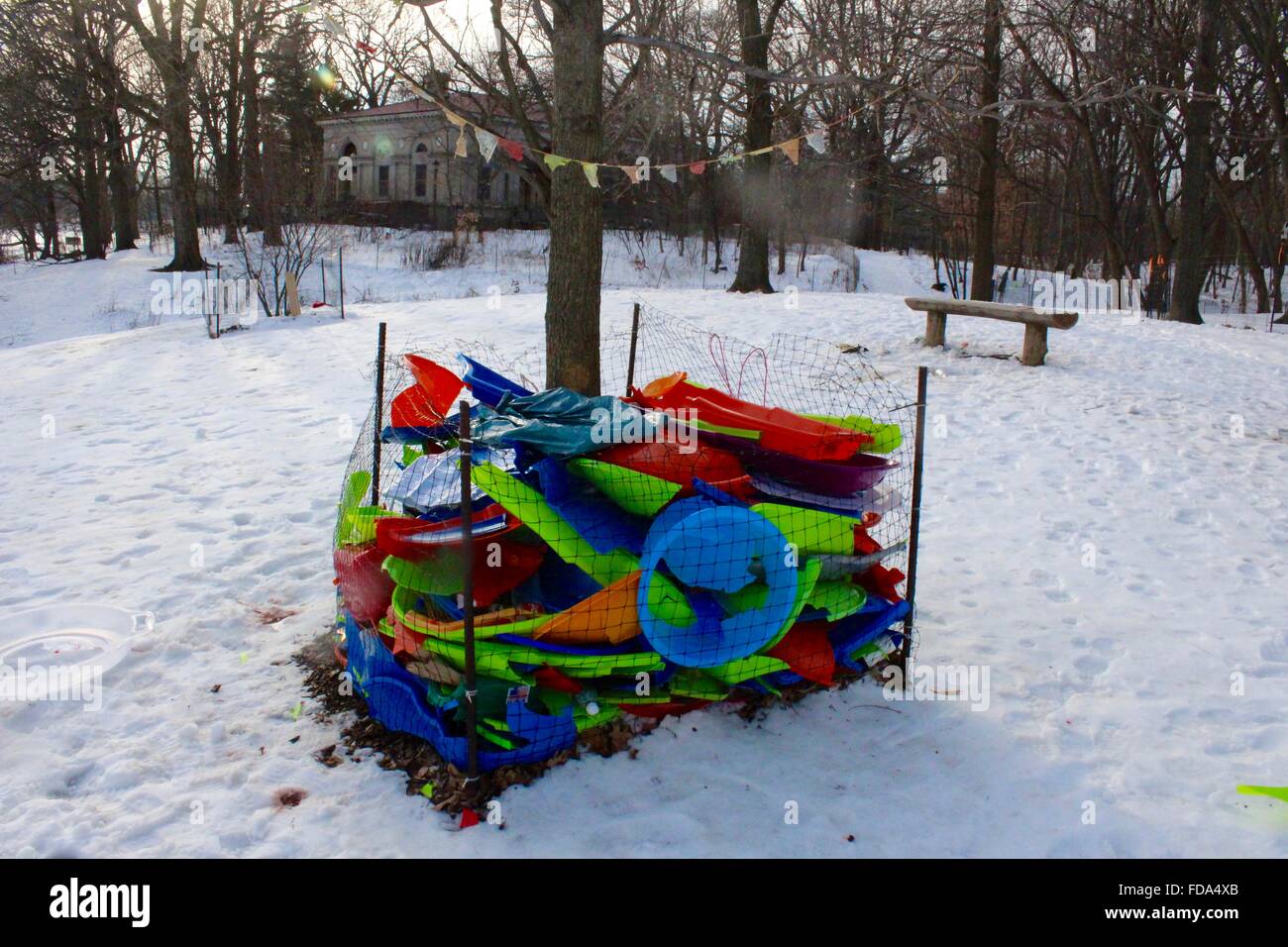 broken sled debris prospect park brooklyn Stock Photo - Alamy