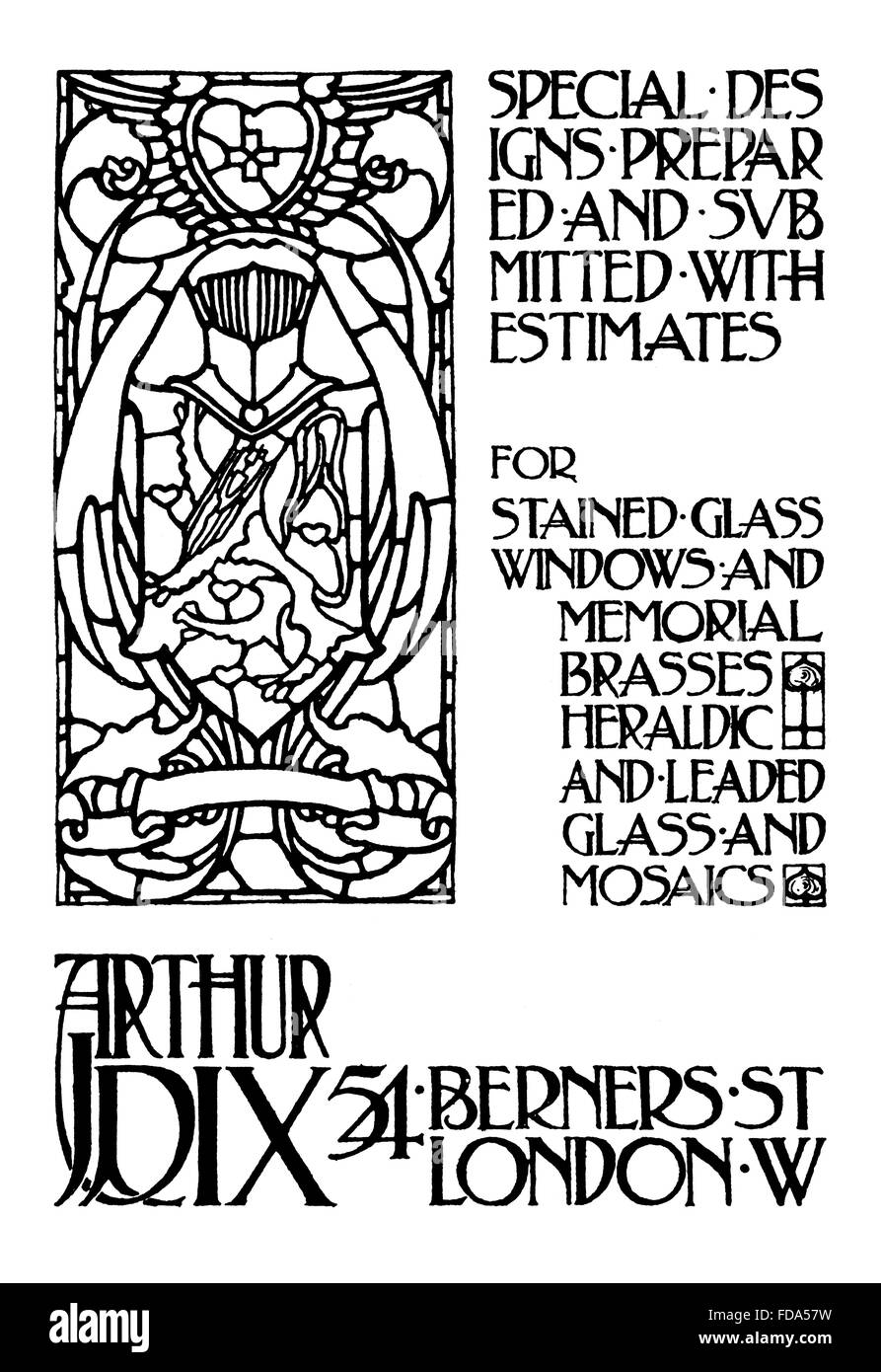 Arthur J Dix, Stained Glass designer and manufacturer Advertisement ...