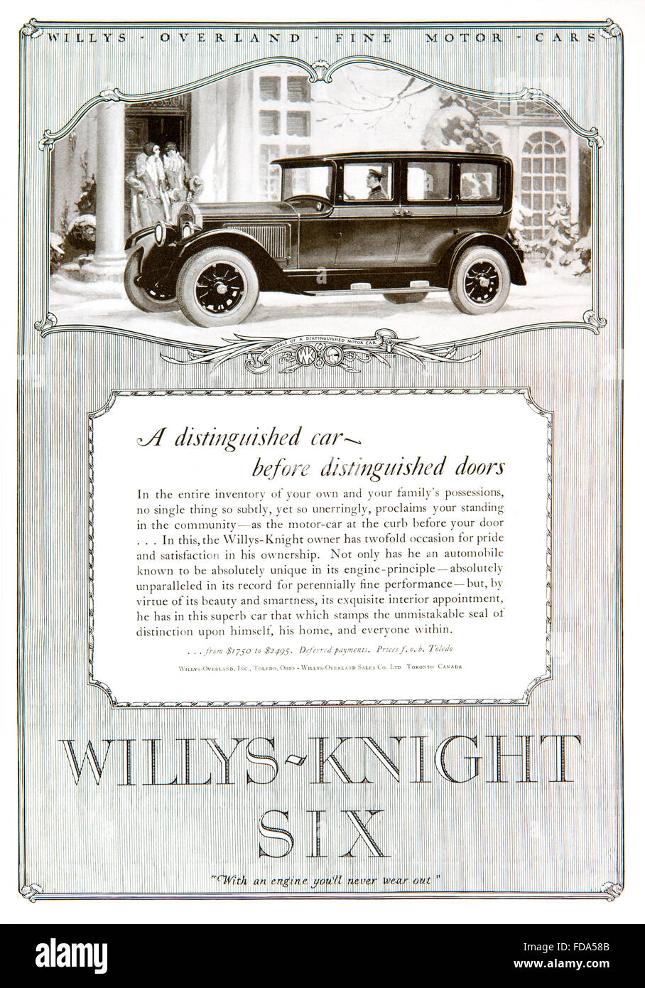 1920s Car Advertising, Willy’s Knight Six, motor advertisement from ...