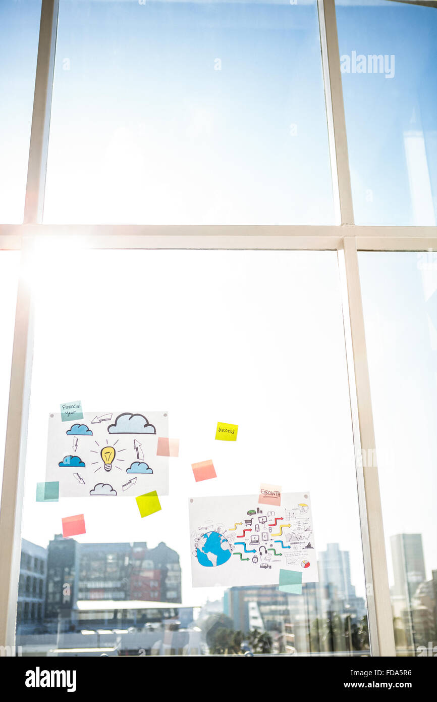 Adhesive notes on window Stock Photo - Alamy