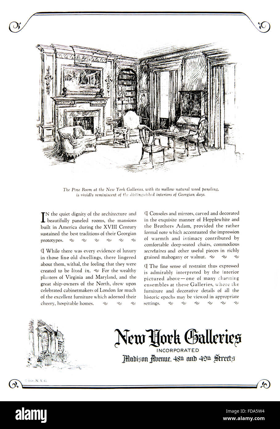 New York Galleries, Madison Avenue furniture shop advertisement from ...